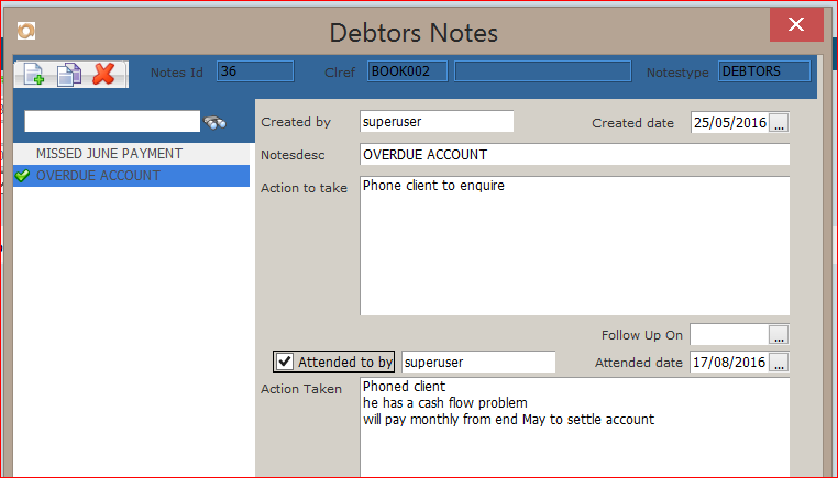 How to Use the Debtors Notes Feature