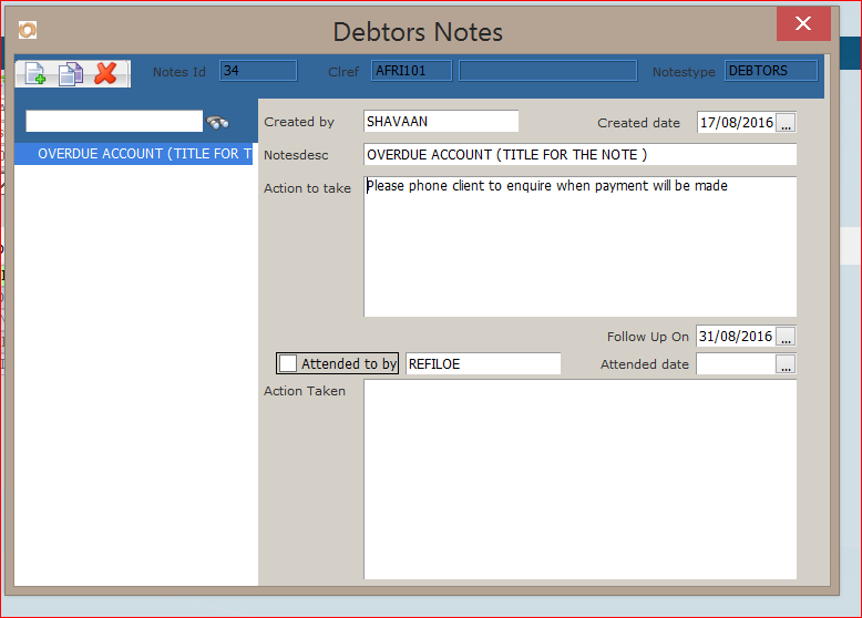 How to Use the Debtors Notes Feature